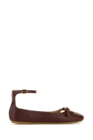 Chloé Leather Misty Ballerinas With Cut-out Detailing - Brown