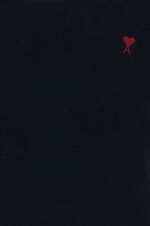 Ami Midnight Wool Sweater With De Coeur Embroidery