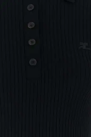 COURREGES Viscose Blend Polo Shirt With Logo Patch