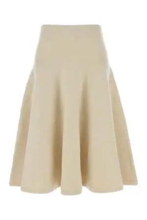 Alaïa Ivory Stretch Cashmere Blend Flared Skirt