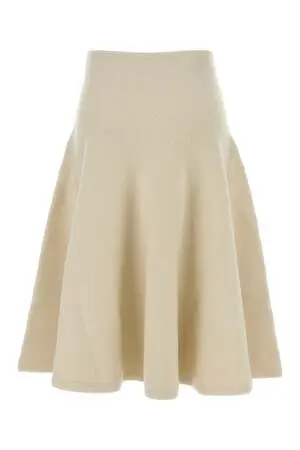 Alaïa Ivory Stretch Cashmere Blend Flared Skirt