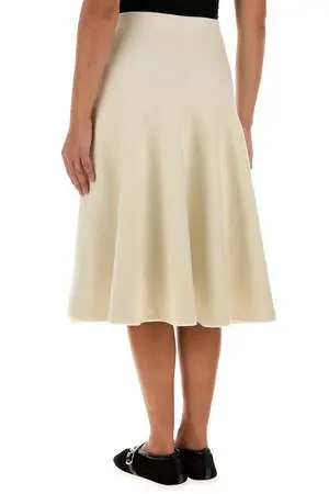 Alaïa Ivory Stretch Cashmere Blend Flared Skirt