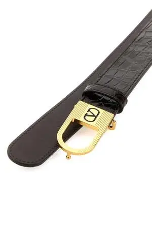 Valentino Garavani Alligator Leather Belt With Vlogo Buckle