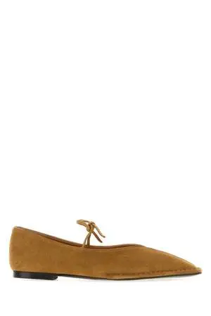 ALOHAS Camel Suede Ballerinas With Tie Fastening - Light Brown