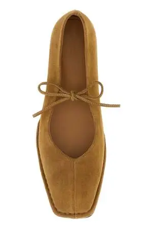 ALOHAS Camel Suede Ballerinas With Tie Fastening - Light Brown