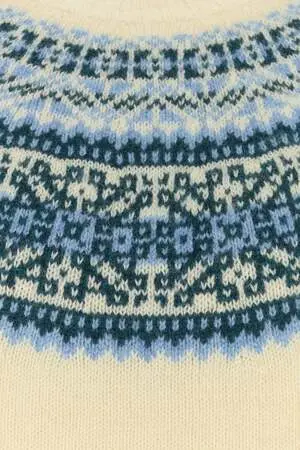 Harley Of Scotland Cream Wool Sweater With Intricate Fair Isle Pattern