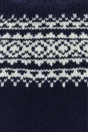 Harley Of Scotland Navy Wool Sweater With Fair Isle Pattern