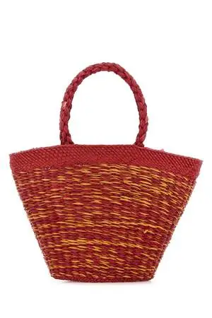 AMOR Y MEZCAL Raffia Bucket Bag With Floral Applique