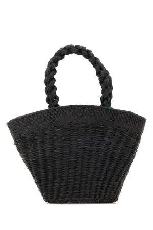 AMOR Y MEZCAL Raffia Bucket Bag With Floral Applique