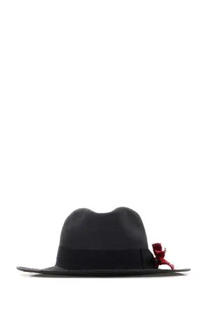 AMOR Y MEZCAL Raffia Hat With Floral Applique - Black