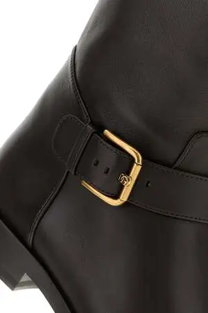 Dolce & Gabbana Chocolate Leather Ankle Strap Boots