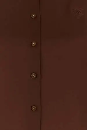 Zimmermann Chocolate Satin Embroidered Logo Shirt