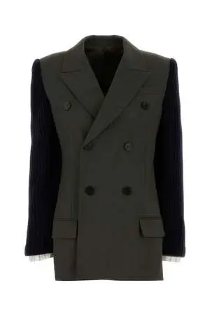 JEAN PAUL GAULTIER Wool Blend Blazer With Contrasting Knit Sleeves