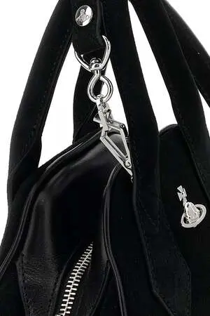 VIVIENNE WESTWOOD Suede Small Yasmine Handbag With Orb Detail - Black