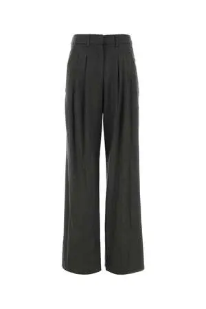 PT TORINO Charcoal Stretch Wool Blend Wide-leg Pant - Grey