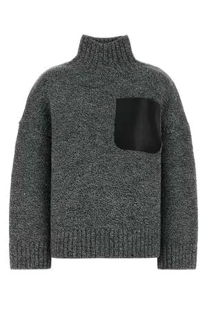 JW Anderson Melange Wool Blend Sweater With Leather Pocket