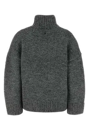 JW Anderson Melange Wool Blend Sweater With Leather Pocket