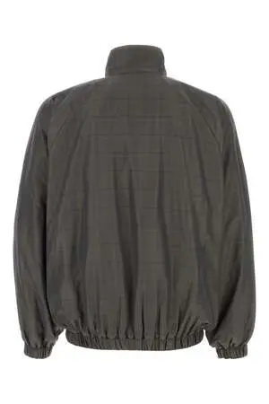Balenciaga Embroidered Checked Nylon Jacket - White