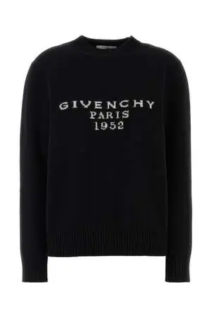 Givenchy Wool Blend Sweater With Embroidered Logo - Black