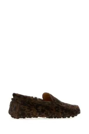TOD'S Calf Hair Loafers With Animalier Print - White