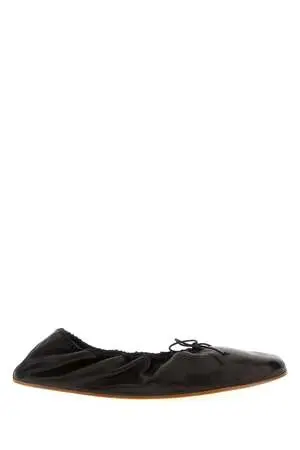 THE ROW Nappa Leather Ballerinas - Black