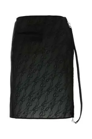 COURREGES Stretch Nylon Blend Skirt With Embroidered Hem