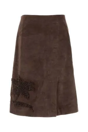 16Arlington Suede Embroidered Skirt