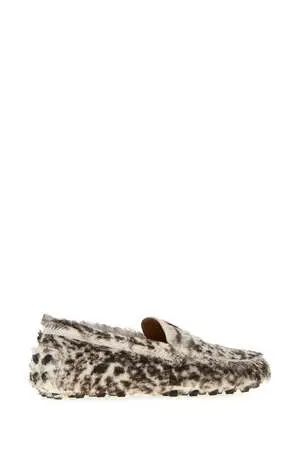 TOD'S Printed Calf Hair Loafers - White