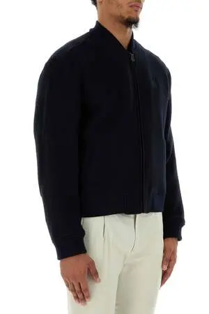 Etro Wool Blend Bomber Jacket With Pegaso Embroidery - Blue