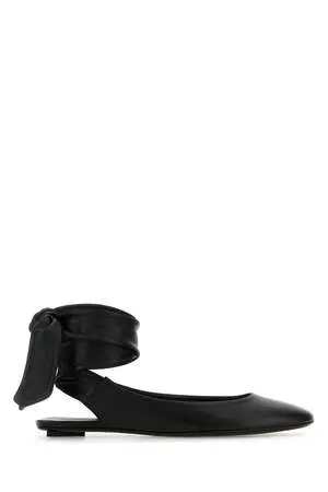 Attico Leather Lace-up Ballerina Slippers