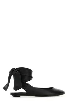Attico Leather Lace-up Ballerina Slippers
