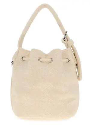 Tory Burch Terry Fabric Bucket Bag With Tonal Logo Motif - White