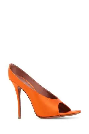 Amina Muaddi Satin Anok 105 Mules - Orange