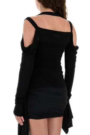 Attico Crepe Draped V-neck Top