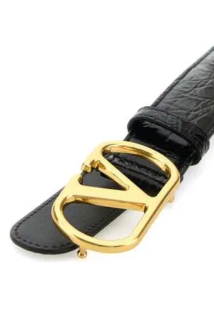 Valentino Garavani Alligator Leather Vlogo Belt