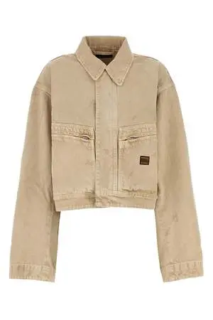 Balenciaga Cropped Denim Jacket With Distressed Trimmings
