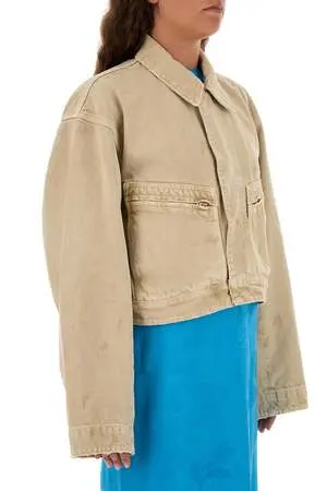 Balenciaga Cropped Denim Jacket With Distressed Trimmings