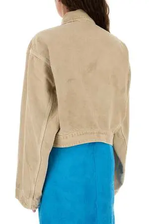 Balenciaga Cropped Denim Jacket With Distressed Trimmings