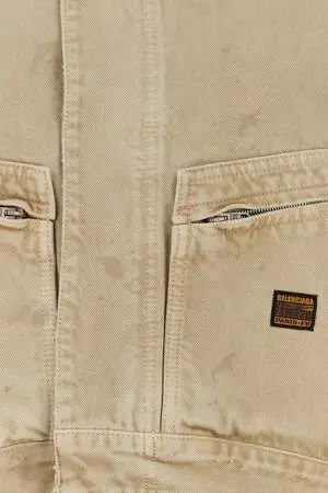 Balenciaga Cropped Denim Jacket With Distressed Trimmings