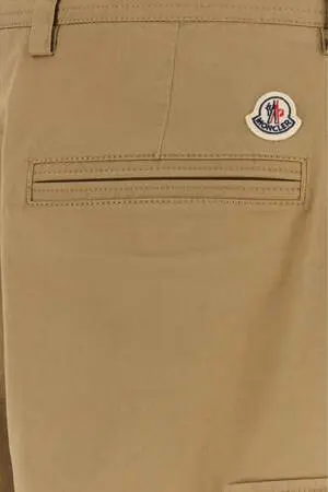 Moncler Stretch Cotton Bermuda Shorts With Logo Detail - Light Brown