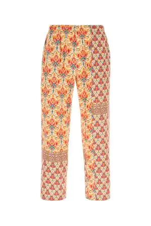PANTAMOLLE Printed Cotton Poplin Trousers