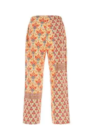 PANTAMOLLE Printed Cotton Poplin Trousers
