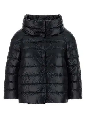 Herno Quilted Down Jacket With Logo Plate - Black