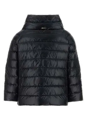 Herno Quilted Down Jacket With Logo Plate - Black