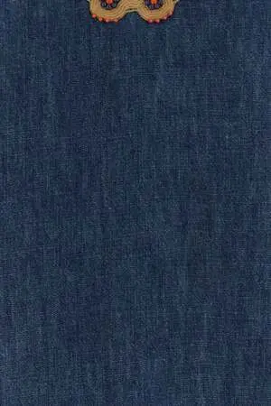 Valentino Garavani Chambray Denim Blouse With Printed Fabric Inserts