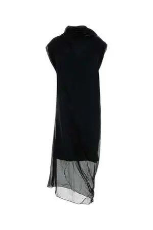 Carven Cotton Dress With Contrasting Stitchings And Asymmetrical Hemline