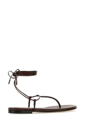 GIANVITO ROSSI Nappa Leather Thong Sandals With Ankle Tie