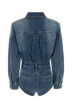 SELF-PORTRAIT Embellished Denim Jumpsuit