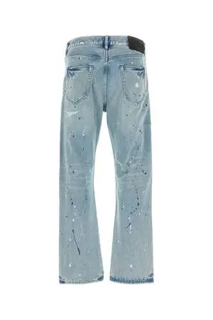 PURPLE BRAND Stonewashed Distressed Denim Jeans With Paint Splatter