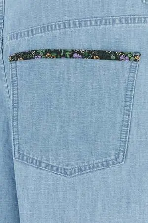 Valentino Garavani Denim Bermuda Shorts With Floral Trim
